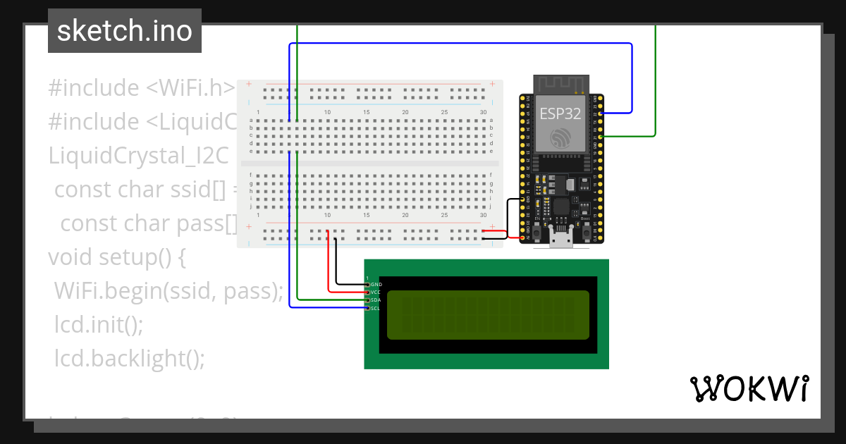 wifi ke lcd - Wokwi ESP32, STM32, Arduino Simulator