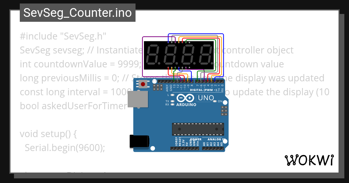User-Controlled Countdown timer - Wokwi ESP32, STM32, Arduino Simulator