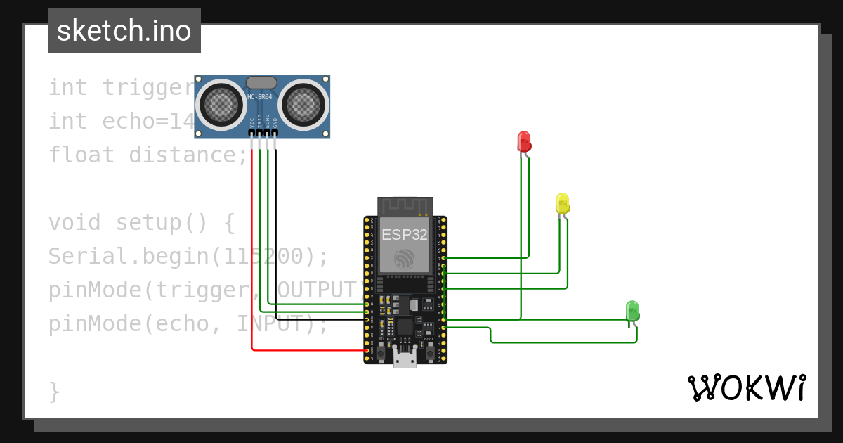 Ultra Sonic Led Wokwi Esp32 Stm32 Arduino Simulator 8611