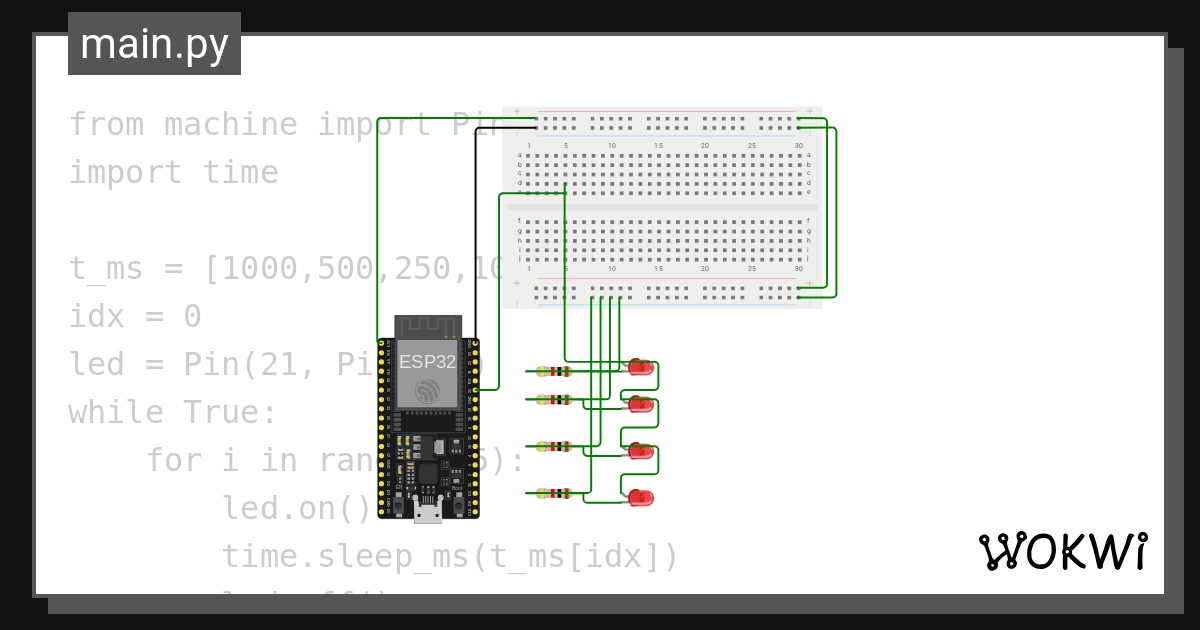 ตัวอย่าง 4 Wokwi Esp32 Stm32 Arduino Simulator