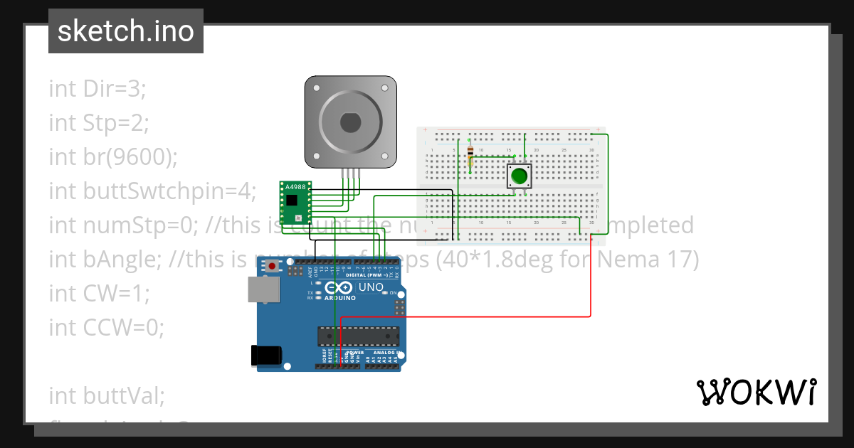 Push Button Stepper Motor Wokwi Esp32 Stm32 Arduino Simulator