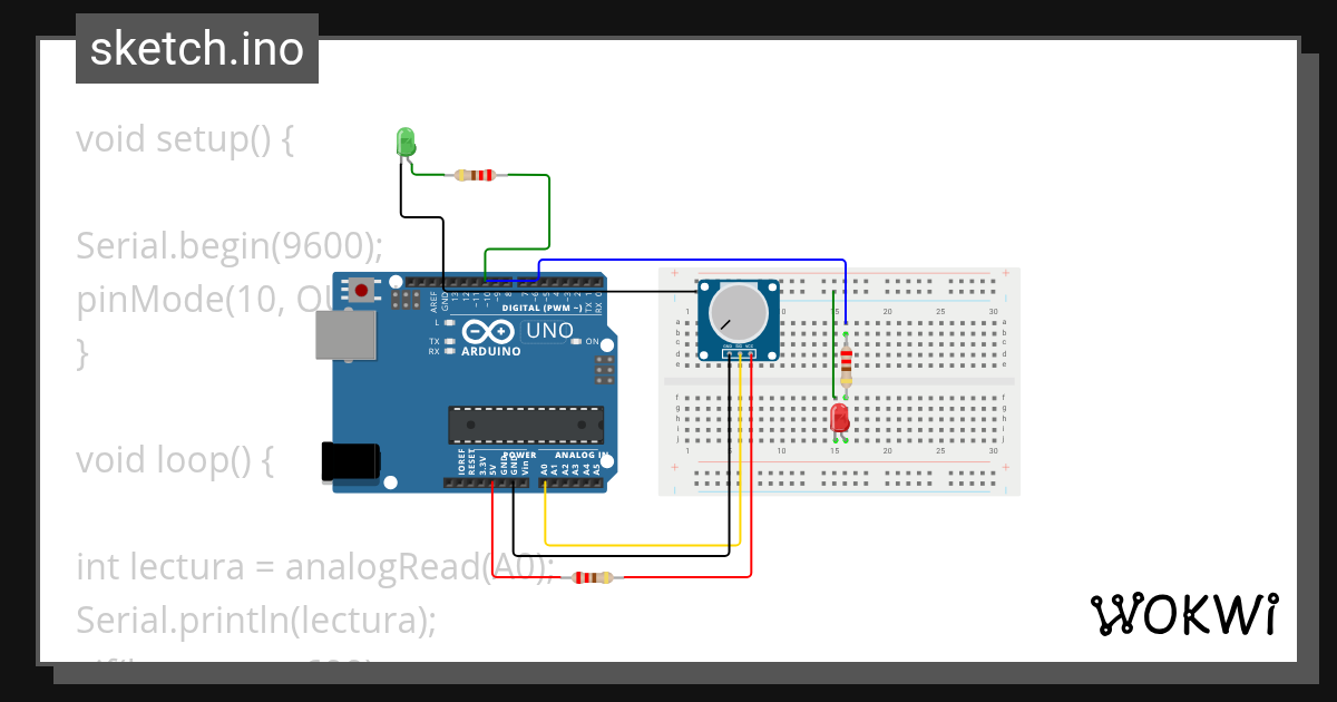 led y potenciometro - Wokwi ESP32, STM32, Arduino Simulator