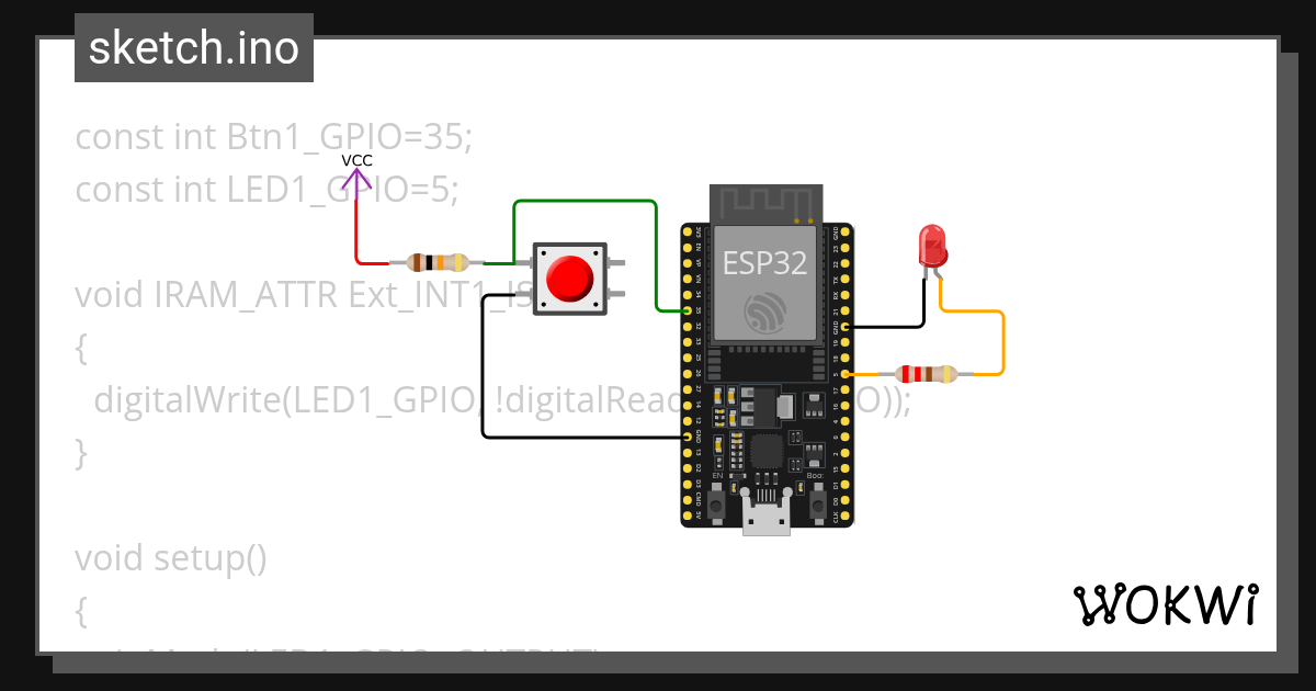 Interrupção Gpio Wokwi Esp32 Stm32 Arduino Simulator 