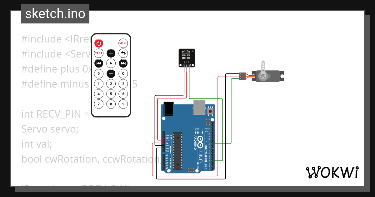 g10-InfraRedServo Copy (2) - Wokwi ESP32, STM32, Arduino Simulator