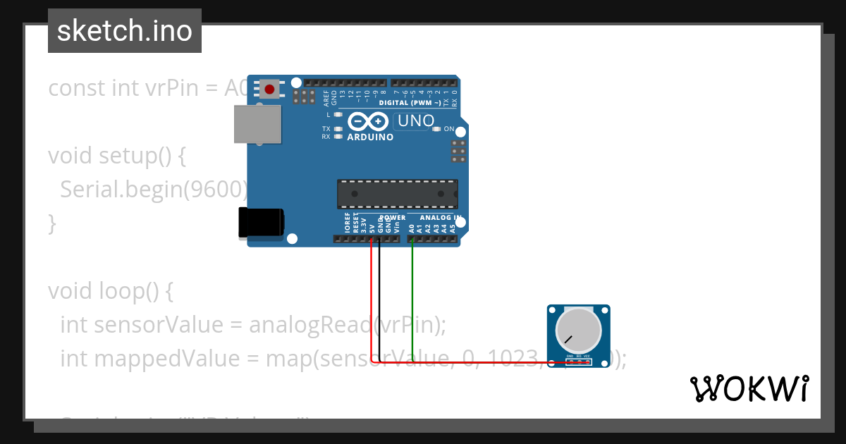 2.แสดงค่า VR บน Serial Monitor - Wokwi ESP32, STM32, Arduino Simulator
