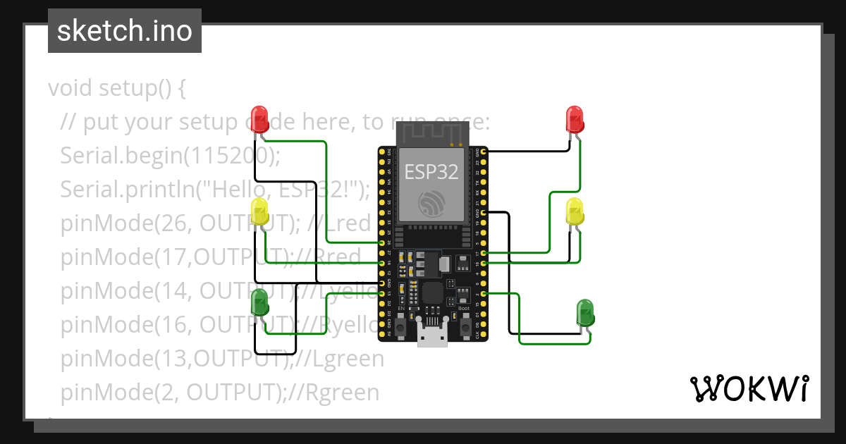 Led Traffic Signal Wokwi Esp32 Stm32 Arduino Simulator 8868