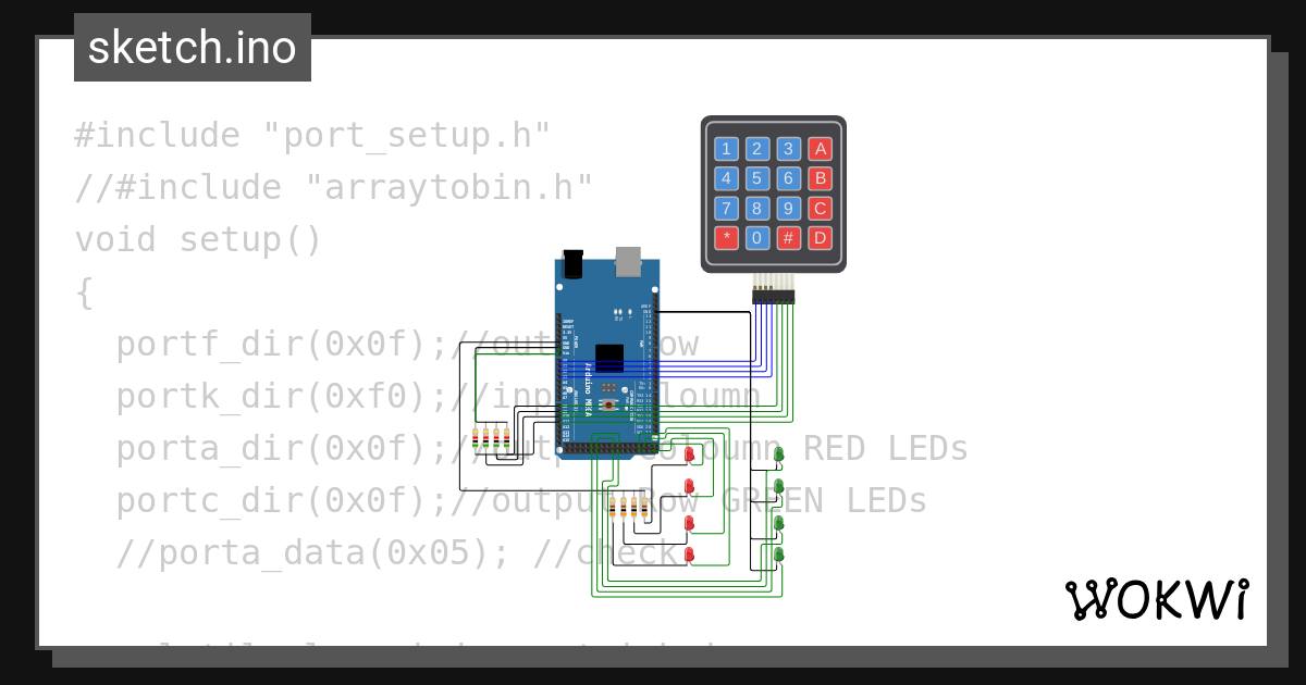 Input Scanning 4x4rowandcoloumnled Debugging Wokwi Esp32 Stm32 Arduino Simulator
