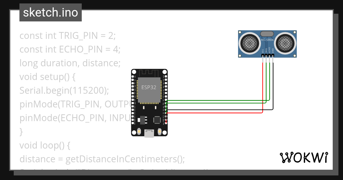 Ultra sonic sensor - Wokwi ESP32, STM32, Arduino Simulator