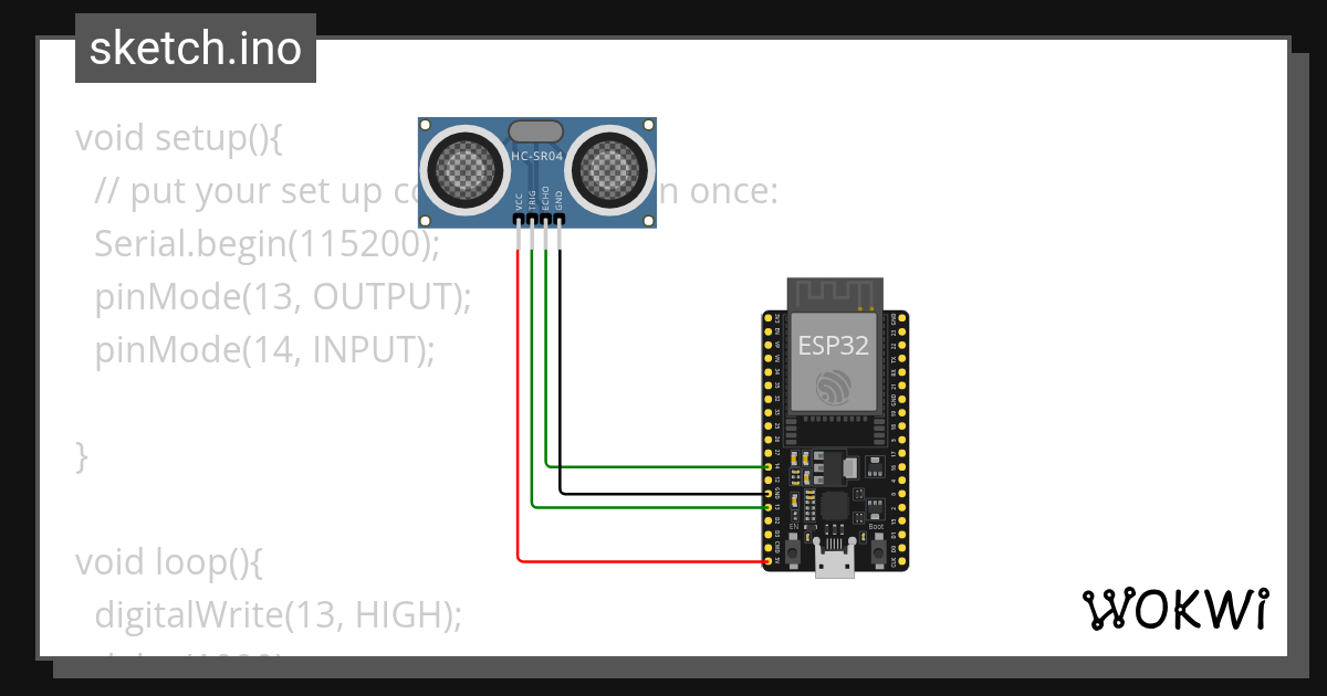 Ultra Sonic Waves Wokwi Esp32 Stm32 Arduino Simulator 