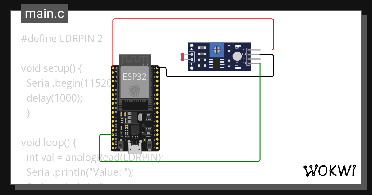 ldr - Wokwi ESP32, STM32, Arduino Simulator