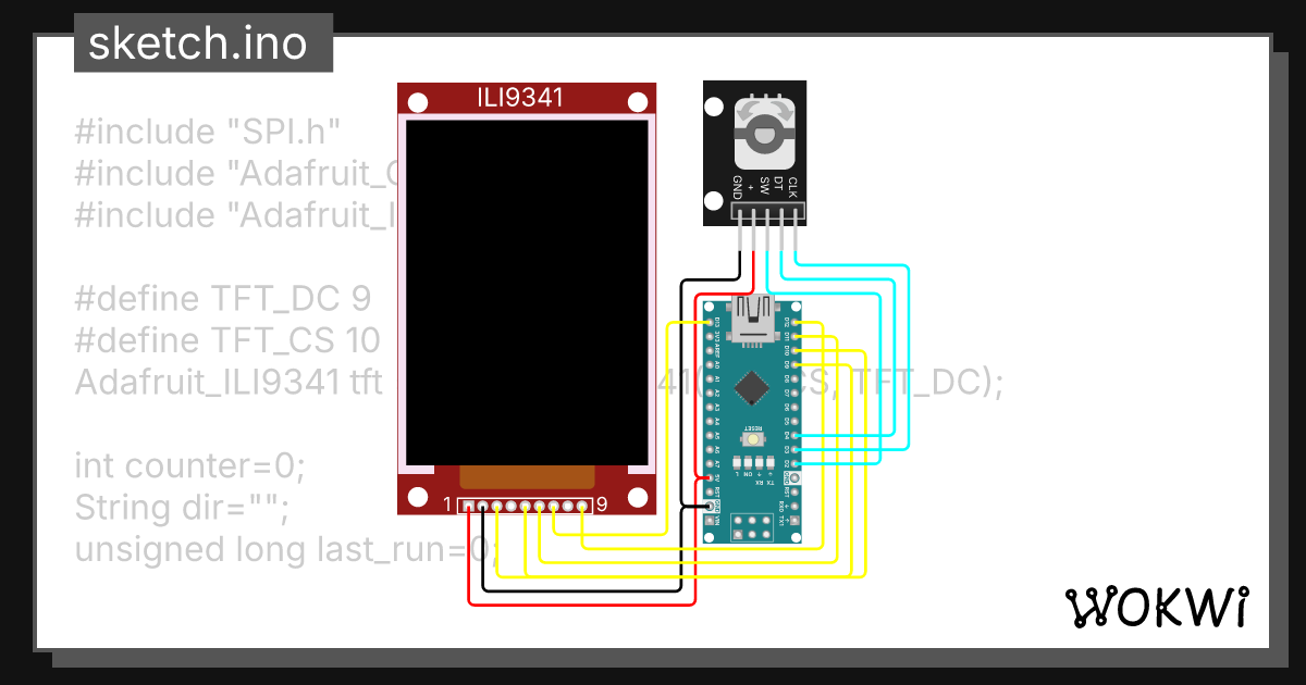 arduino+TFT+encoder - Wokwi ESP32, STM32, Arduino Simulator