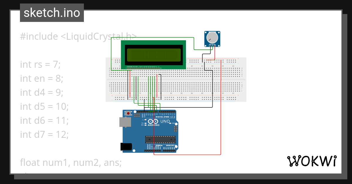 Simp. Calculator With Arduino and LCD - Wokwi ESP32, STM32, Arduino Simulator