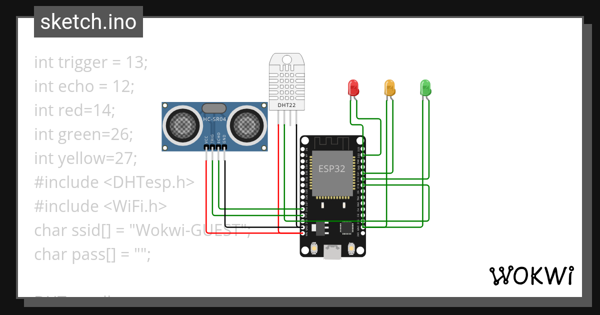 dth&ultrasonic mithun - Wokwi ESP32, STM32, Arduino Simulator