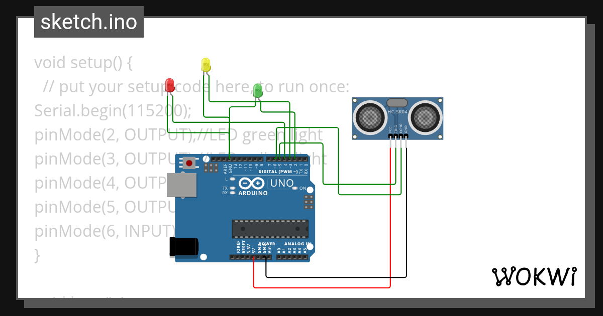 Traffic Light Distance Sensor Wokwi Esp32 Stm32 Arduino Simulator