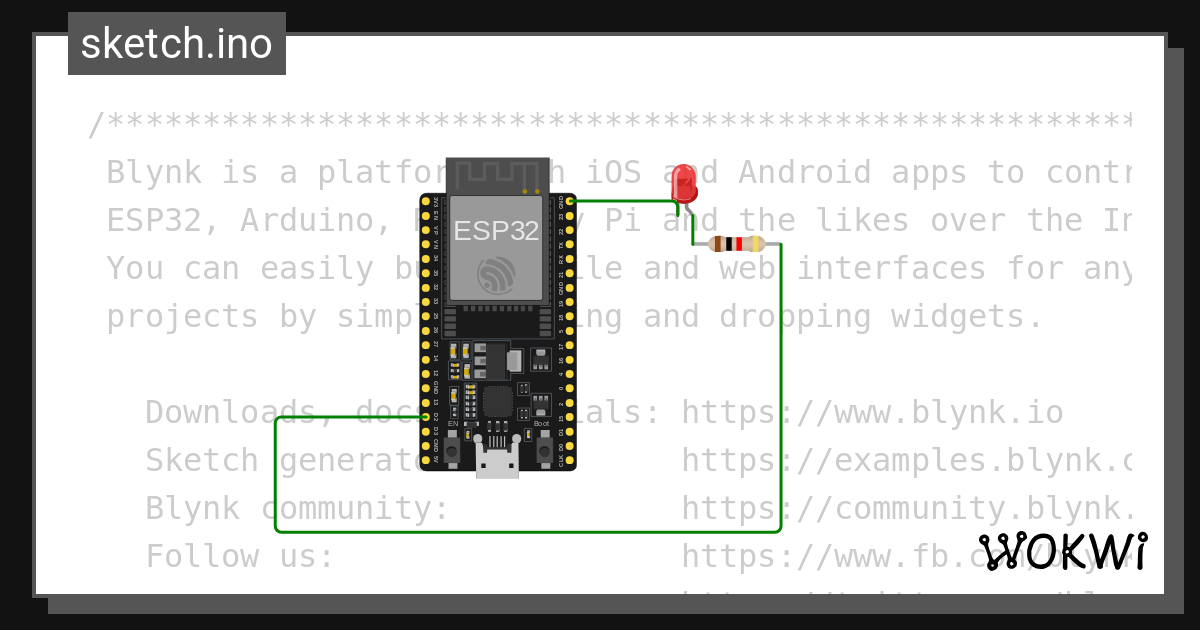 Led Control Using Blynk Wokwi Esp32 Stm32 Arduino Simulator 9824