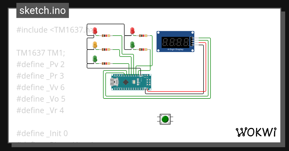 Feux tricolores et pietons - Wokwi ESP32, STM32, Arduino Simulator