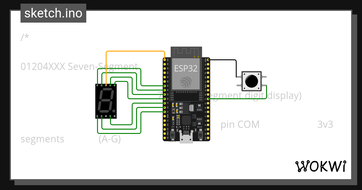 ESP32 Tutorial 10T: Seven-Segment Counter_6514552871 Copy - Wokwi ESP32, STM32, Arduino Simulator