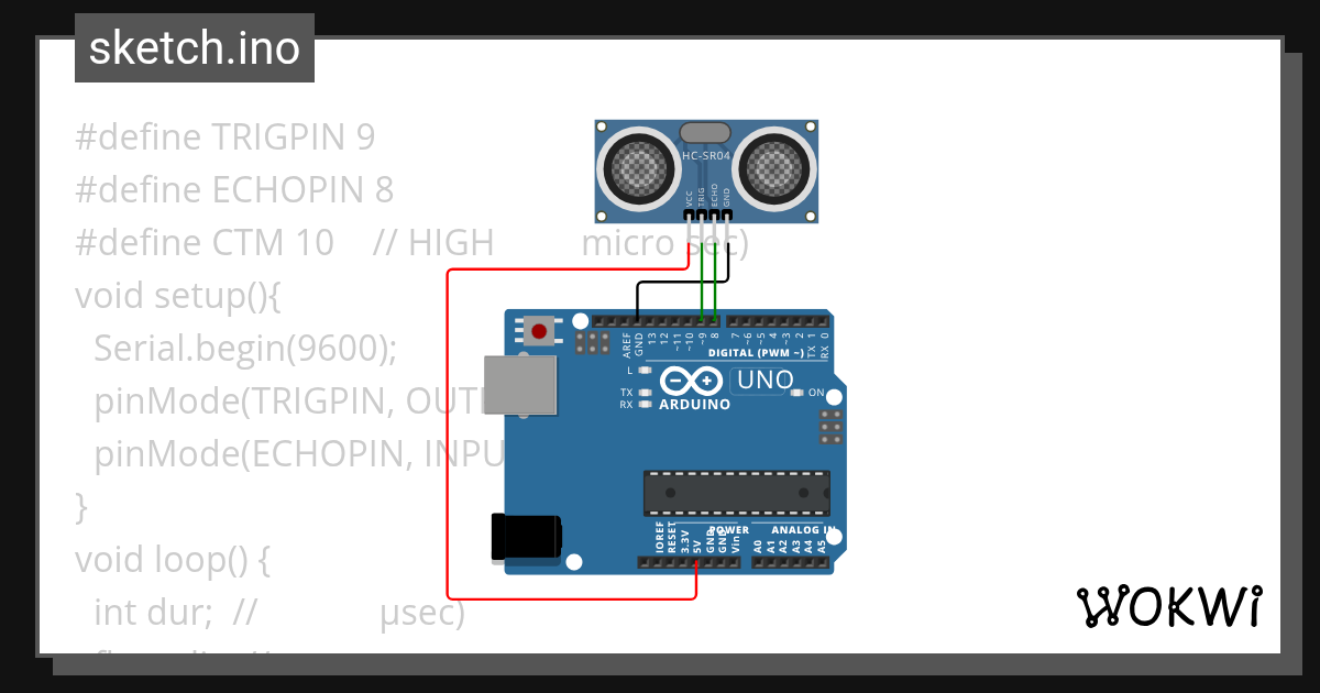 HC-SR04 - Wokwi ESP32, STM32, Arduino Simulator