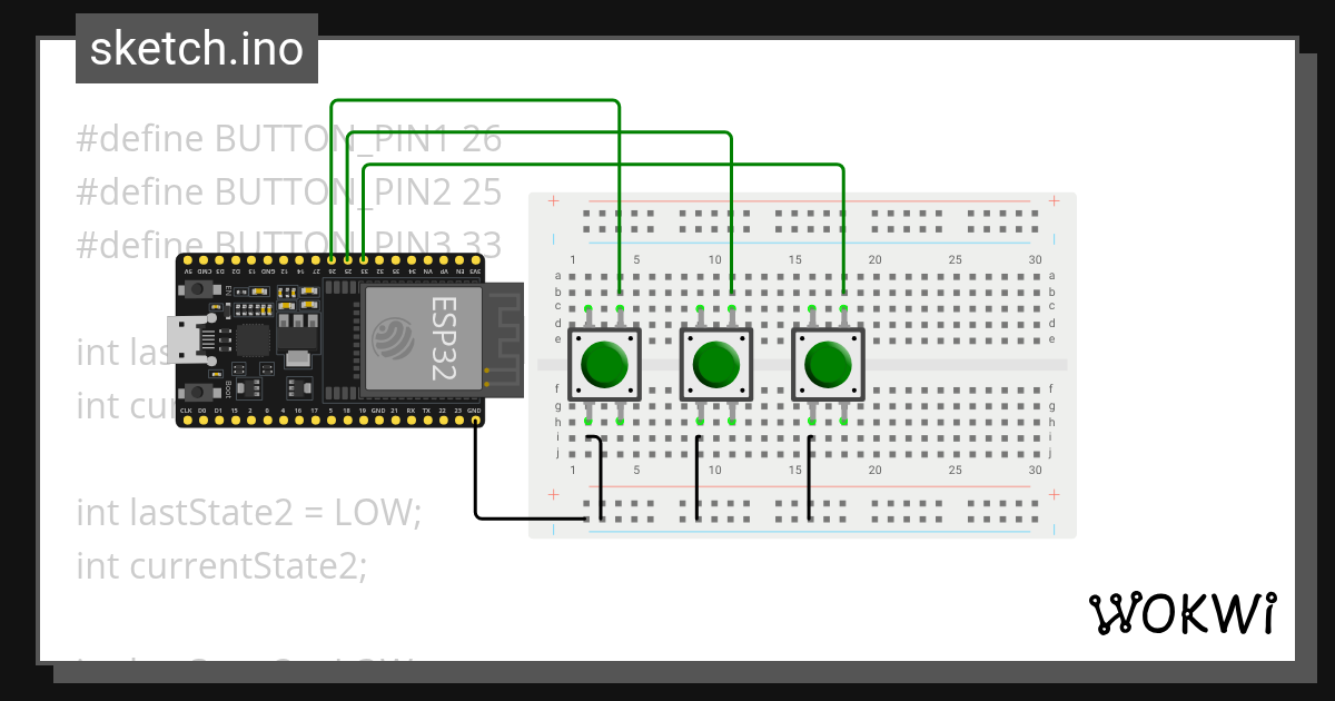 EXERCICIO 7- 3 BUTTONS- ALLAN RAFAEL - Wokwi ESP32, STM32, Arduino Simulator