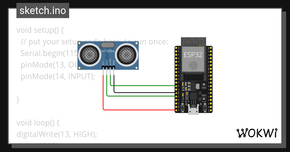 ultra sonic censer - Wokwi ESP32, STM32, Arduino Simulator