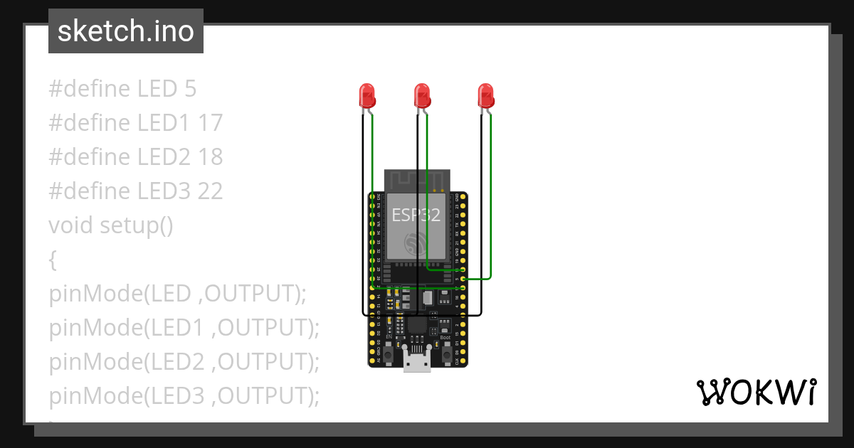 3led Copy - Wokwi ESP32, STM32, Arduino Simulator 3led Copy - Wokwi ESP32, STM32, Arduino Simulator