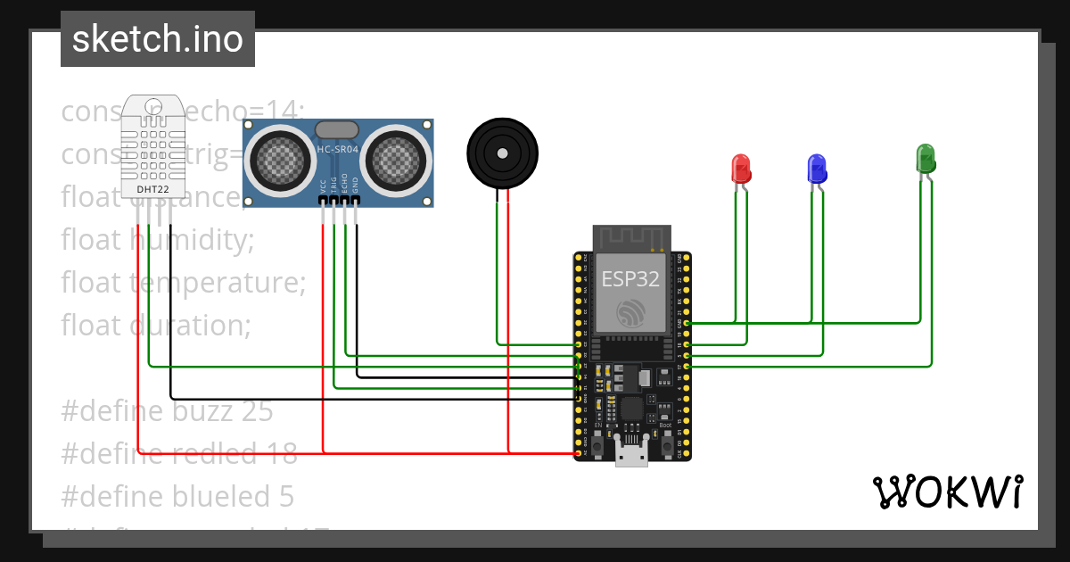 Dht Sensor And 3ledcopy With Buzzer Wokwi Esp32 Stm32 Arduino Simulator 7706