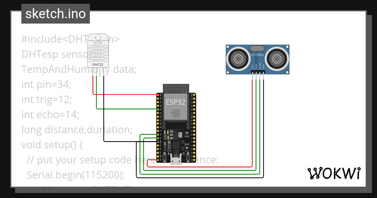 Ultra And Dhtesp Wokwi Esp32 Stm32 Arduino Simulator 