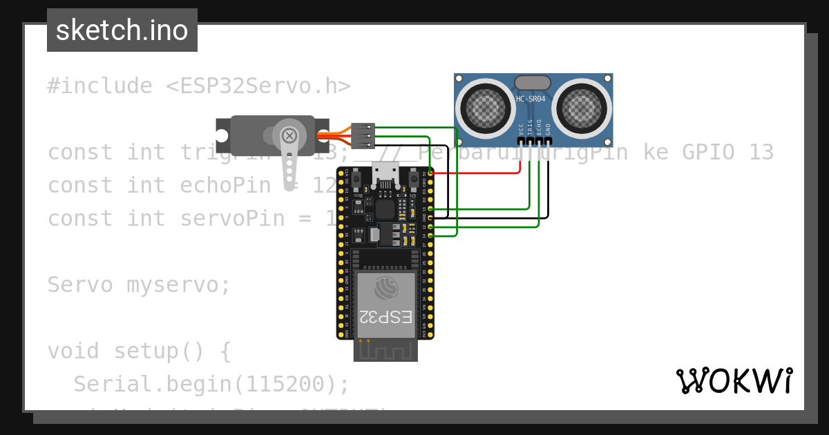 Ultrasonic Servo Wokwi Esp32 Stm32 Arduino Simulator 9008