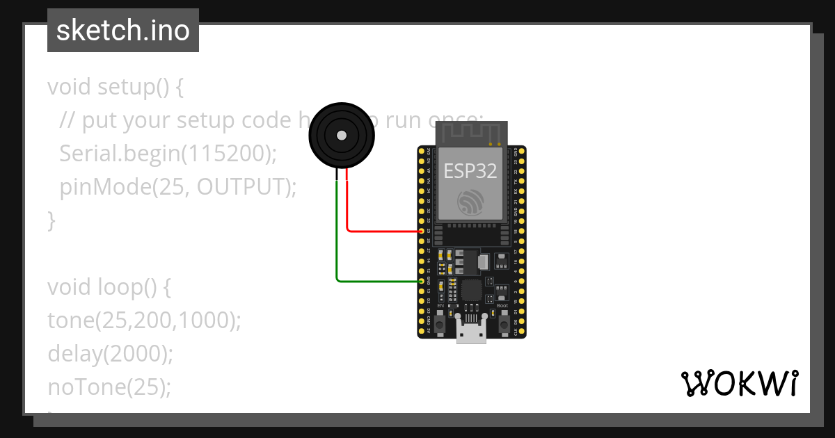 buzzer day 4 - Wokwi ESP32, STM32, Arduino Simulator