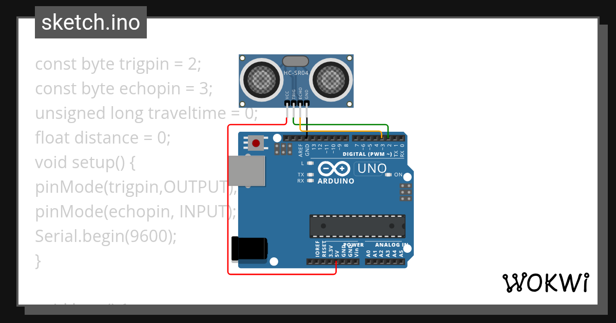 Ultrasonic sensor - Wokwi ESP32, STM32, Arduino Simulator