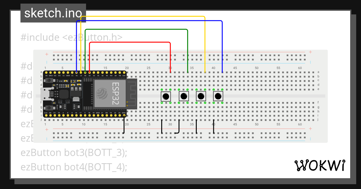 multiplos botões - Wokwi ESP32, STM32, Arduino Simulator