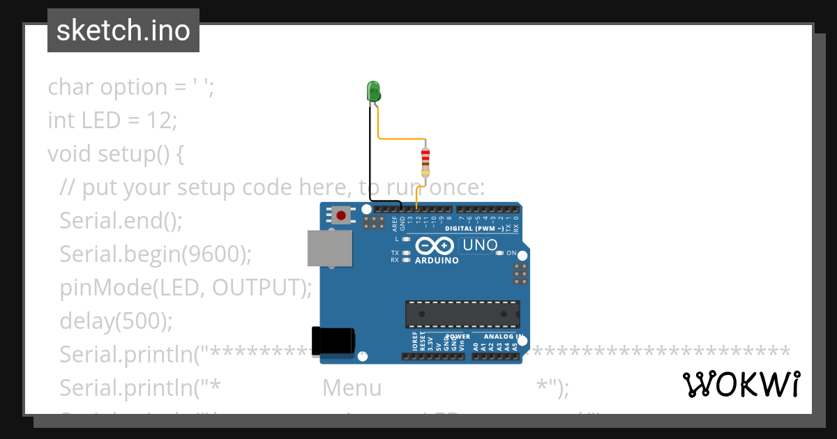 menu ejercicio led - Wokwi ESP32, STM32, Arduino Simulator