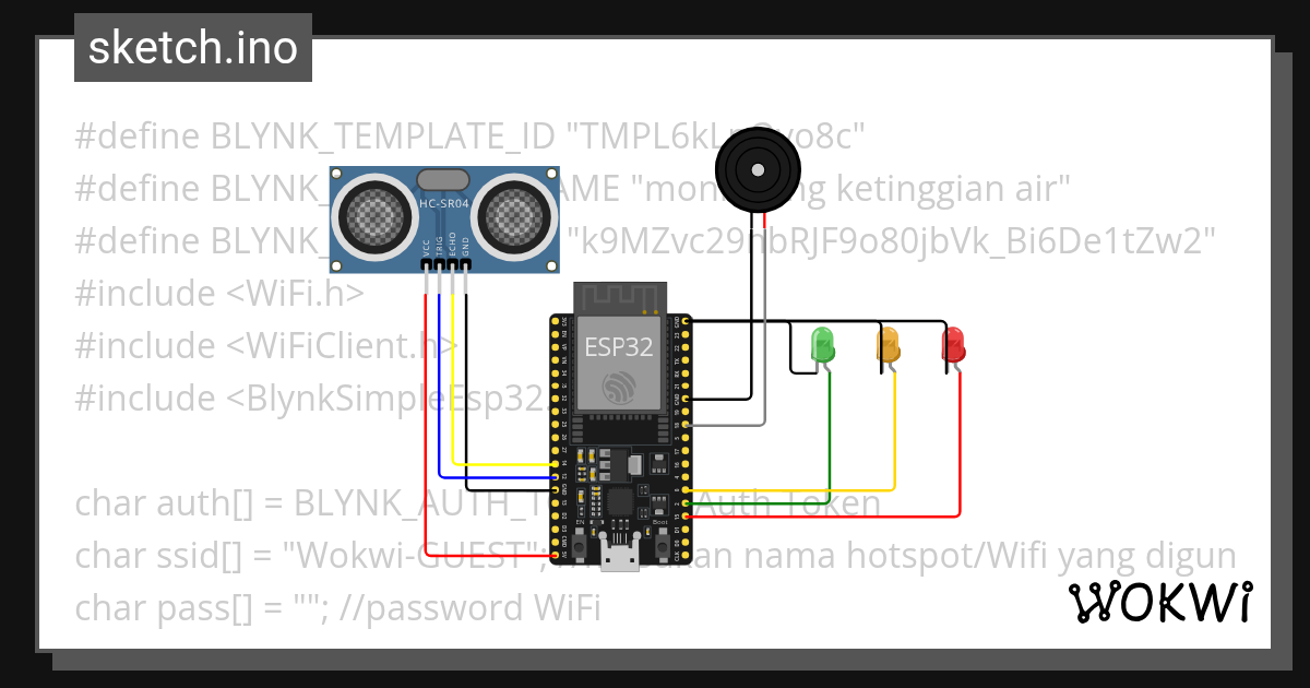 Monitoring Ketinggian Air Wokwi Esp32 Stm32 Arduino Simulator 