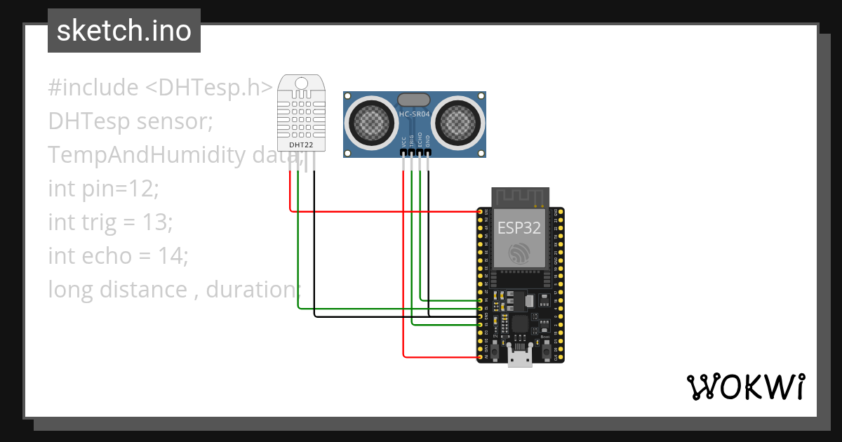 Ultrasonic And Dht22 Wokwi Esp32 Stm32 Arduino Simulator 
