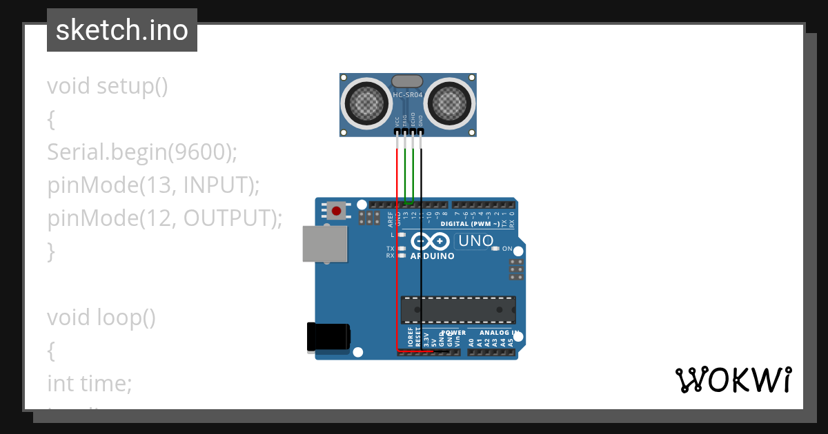 Ultrasonic distance program Copy - Wokwi ESP32, STM32, Arduino Simulator