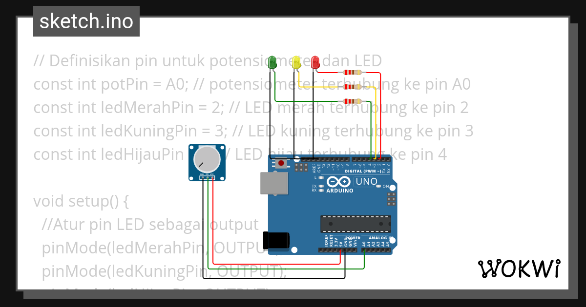 POT - 3 LED - Wokwi ESP32, STM32, Arduino Simulator