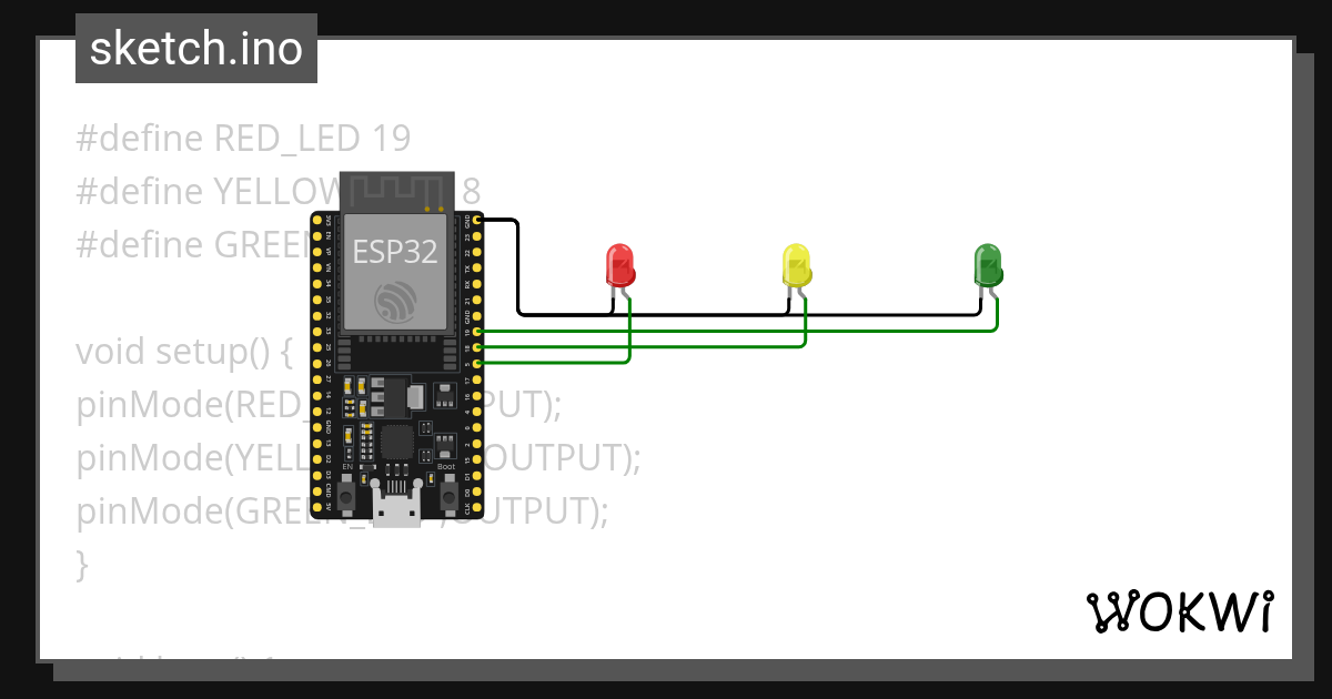 ESP Traffic Light - Wokwi ESP32, STM32, Arduino Simulator