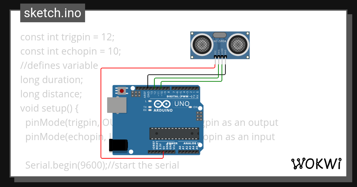 sensor ultrasonik 1 - Wokwi ESP32, STM32, Arduino Simulator