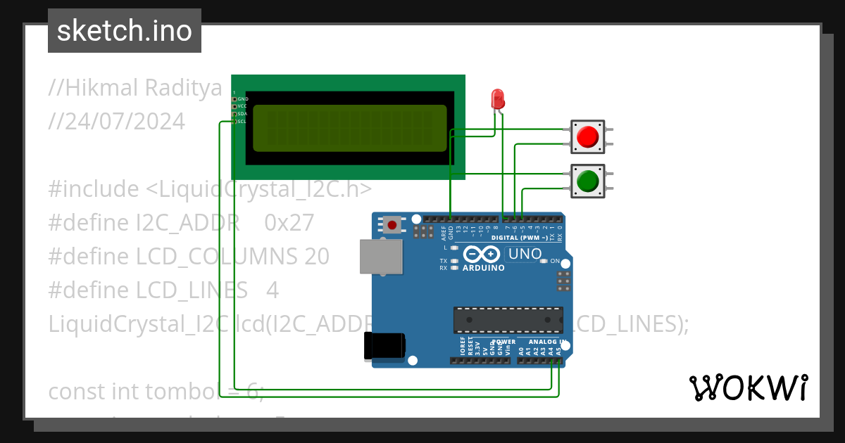 LED-SERIAL-2 Button - Wokwi ESP32, STM32, Arduino Simulator