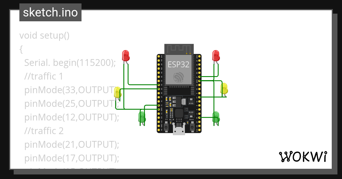 Series of traffic - Wokwi ESP32, STM32, Arduino Simulator