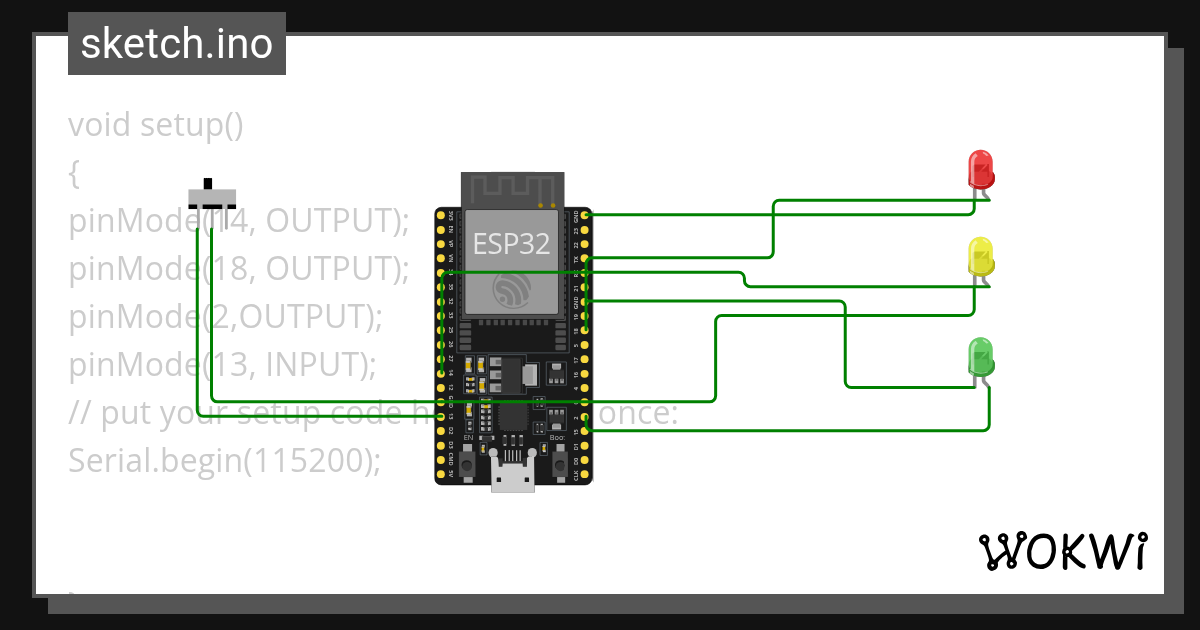 Trafficlight With Switch Wokwi Esp32 Stm32 Arduino Simulator 