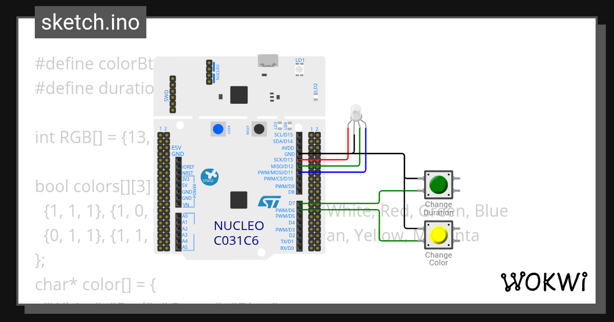 RGB LED Color and Delay Change using Interrupts - Template Copy - Wokwi ESP32, STM32, Arduino ...