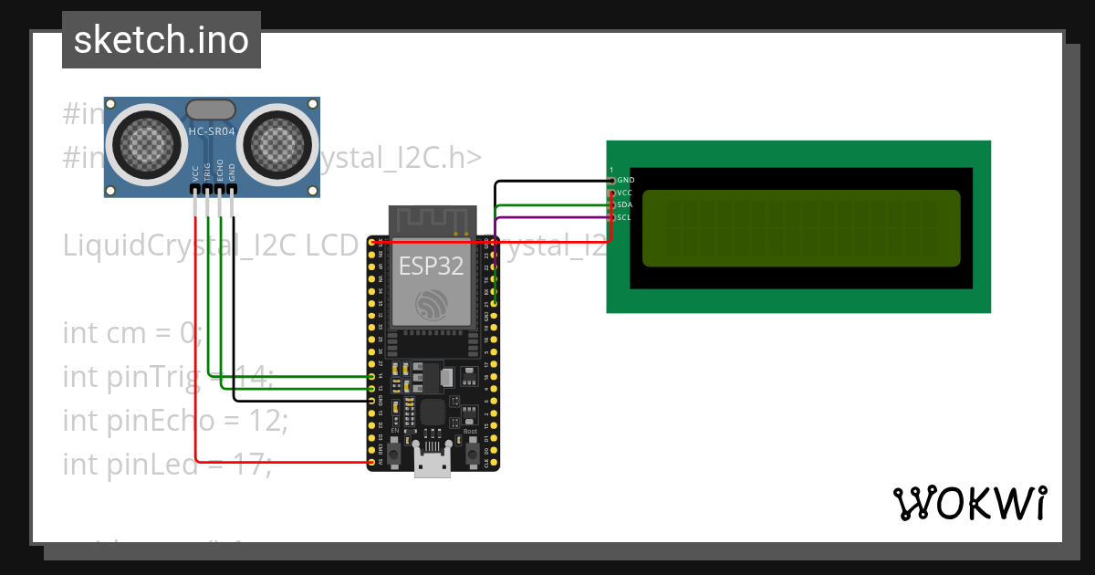 sensor e LCD I2C - Wokwi ESP32, STM32, Arduino Simulator
