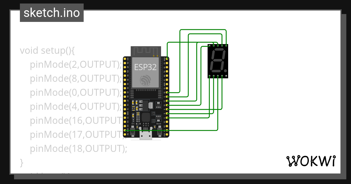 Seven Segment Esp32 Wokwi Esp32 Stm32 Arduino Simulator 9132