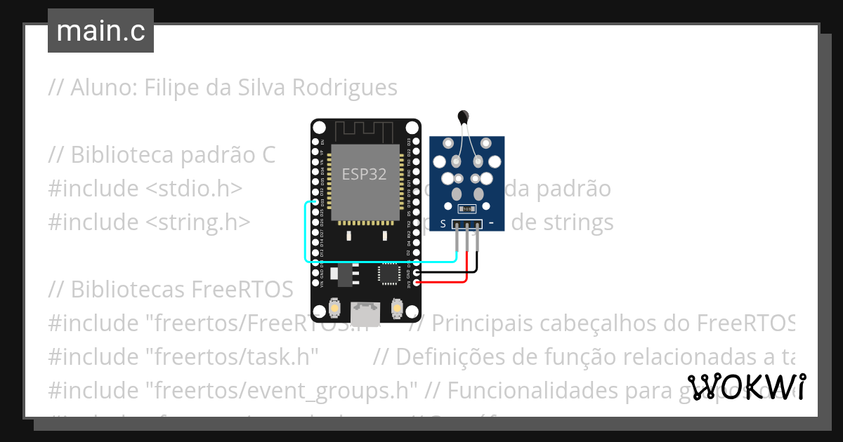 Sensor de Temperatura - MQTT e DOJOT (C) - Wokwi ESP32, STM32, Arduino Simulator