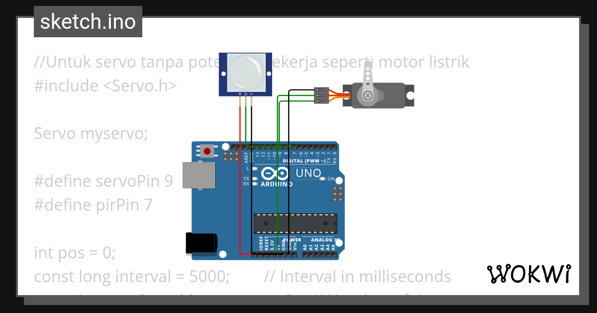 Servo_PIR - Wokwi ESP32, STM32, Arduino Simulator