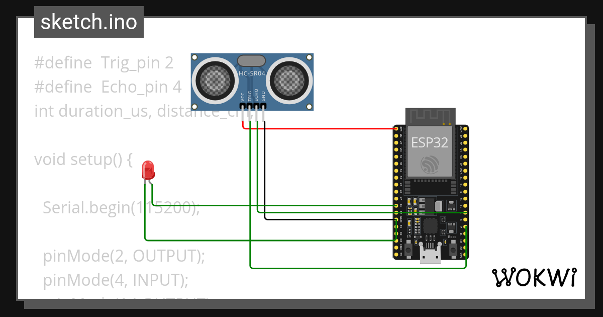 Ulra Sonic Abigokul Wokwi Esp32 Stm32 Arduino Simulator 5678