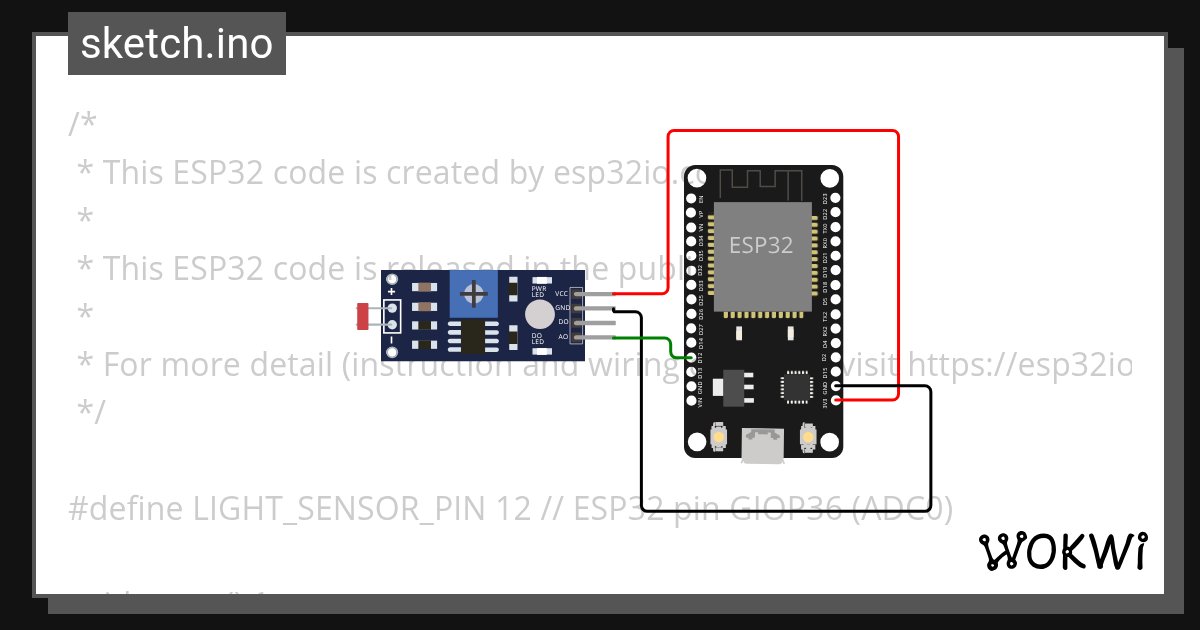 PRACTICE LDR SENSOR WITH ESP32 - Wokwi ESP32, STM32, Arduino Simulator