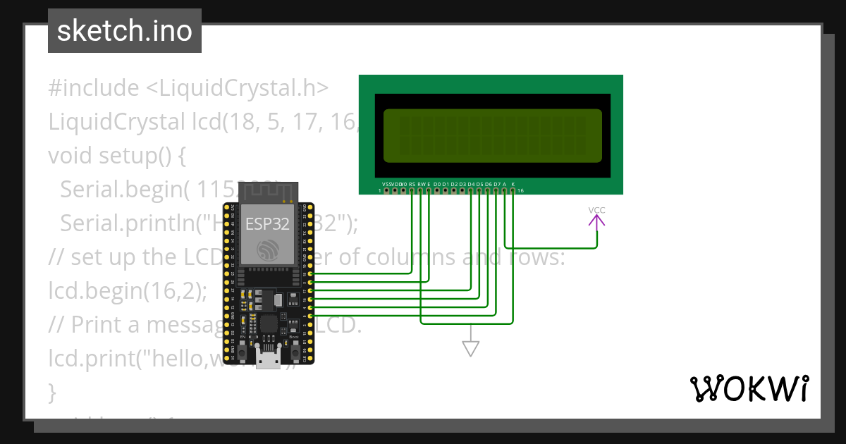 LCD position - Wokwi ESP32, STM32, Arduino Simulator