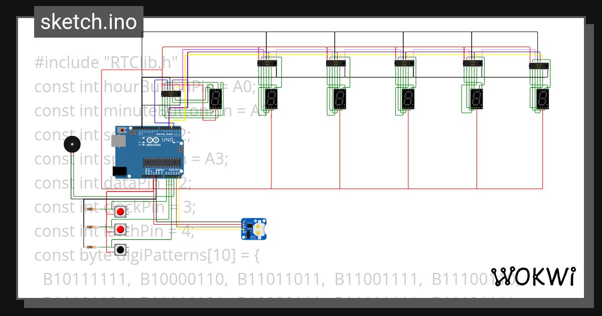 7segment Set Time - Wokwi ESP32, STM32, Arduino Simulator